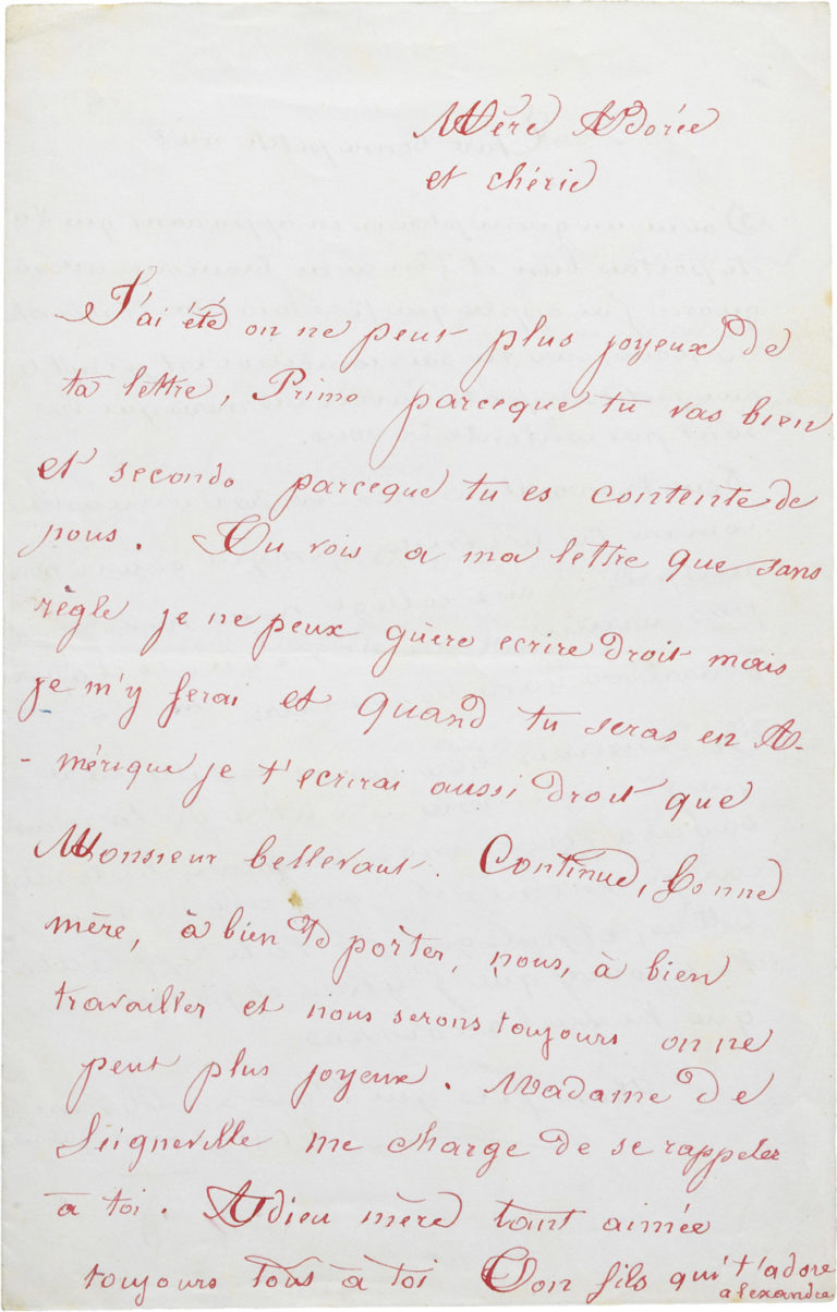Lettre d'Alexandre II Walewski à sa mère Rachel - Patrimoine Charles ...