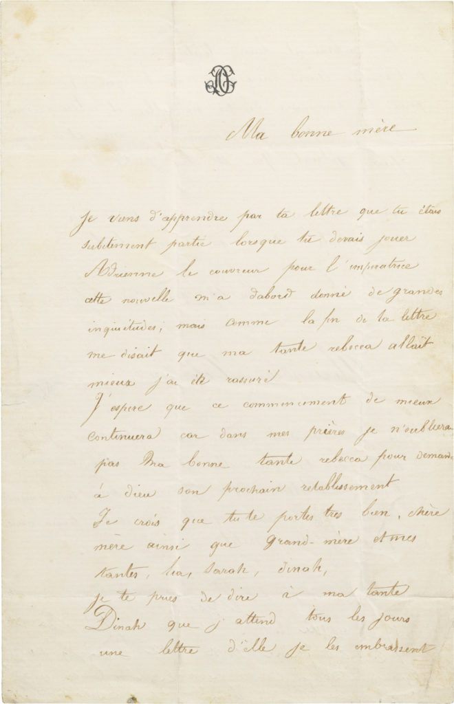 Lettre d'Alexandre II Walewski à sa mère Rachel - Patrimoine Charles ...